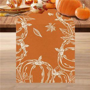 Accents | Fall Table Runner 72 Inch Orange Pumpkin Fall Table Decor For ...
